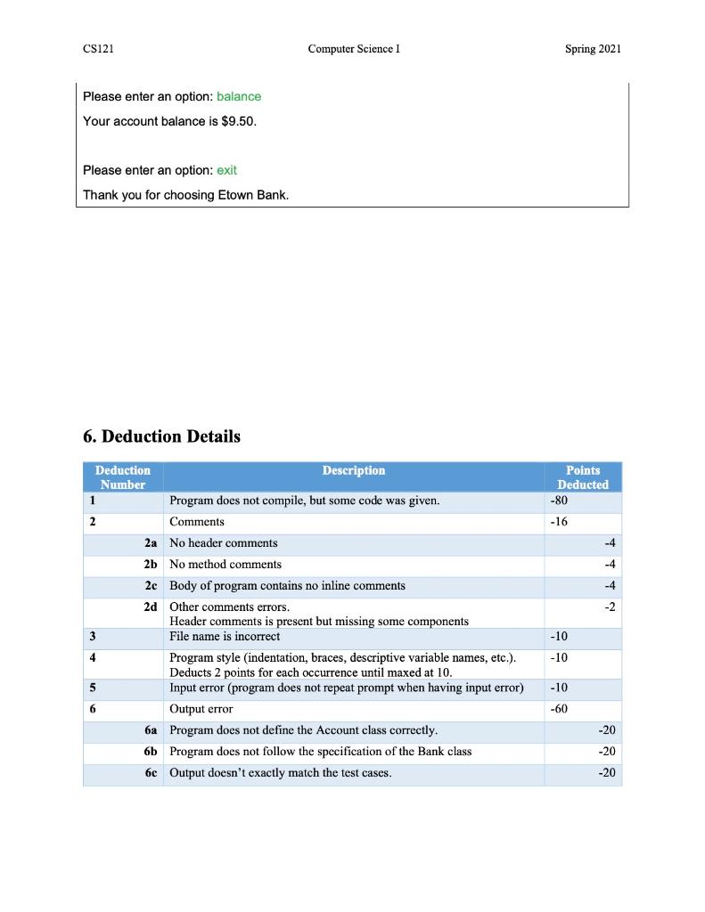 Solved CS121 Computer Science I Spring 2021 CS 121: Computer | Chegg.com