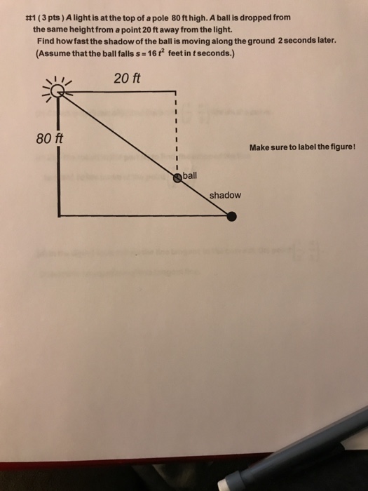 Solved #1 ( 3 pts ) A light is at the top of a pole 80 ft | Chegg.com
