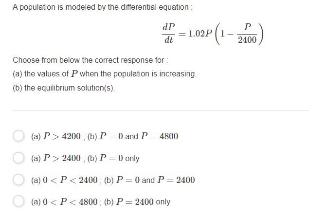Solved A population is modeled by the differential equation: | Chegg.com