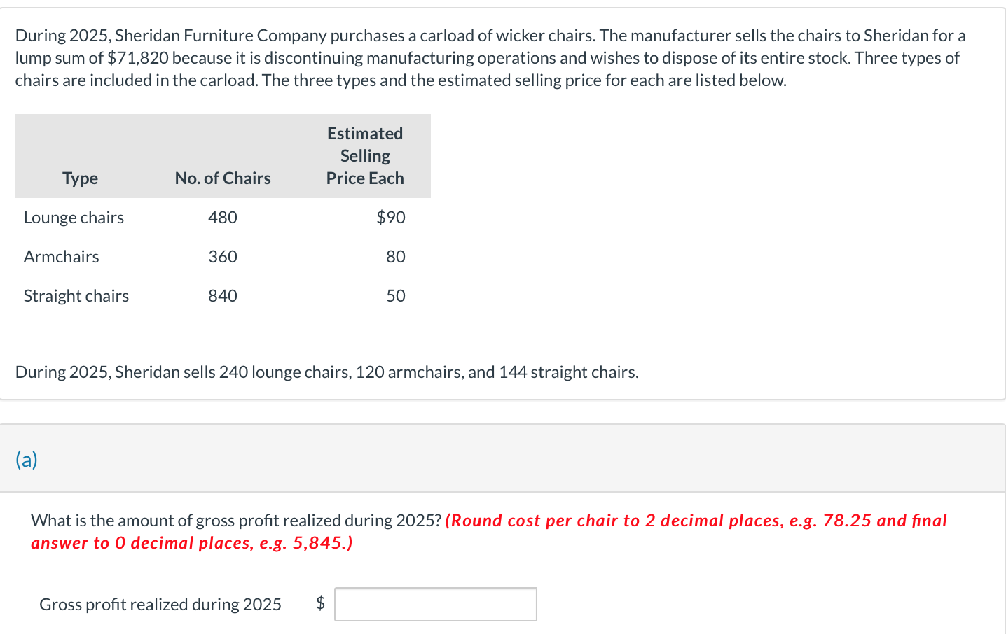 Solved During 2025 , Sheridan Furniture Company purchases a | Chegg.com