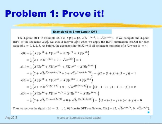 Solved Problem 1: Prove it! Example 66-8: Short-Length IDFT | Chegg.com