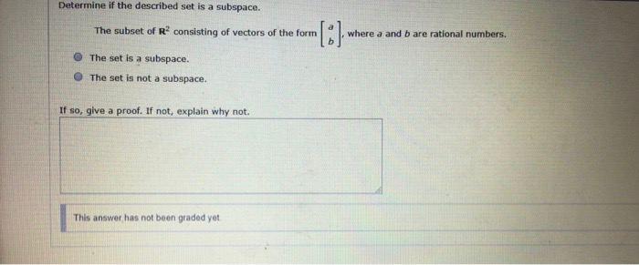 Solved Determine if the described set is a subspace. The | Chegg.com