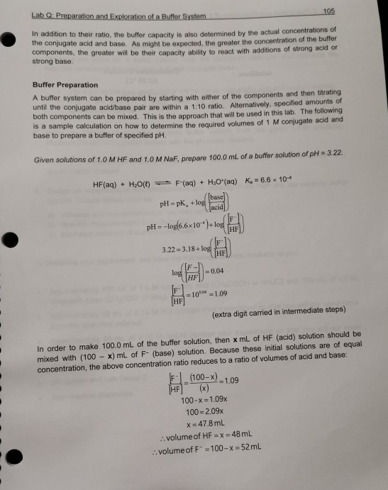 Solved Lab Q: Preparation and Exploration of a Buffer System | Chegg.com