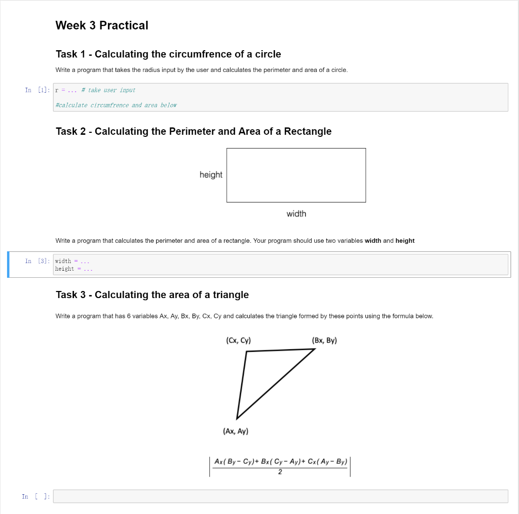 Solved Week 3 Practical Task 1 - Calculating the | Chegg.com