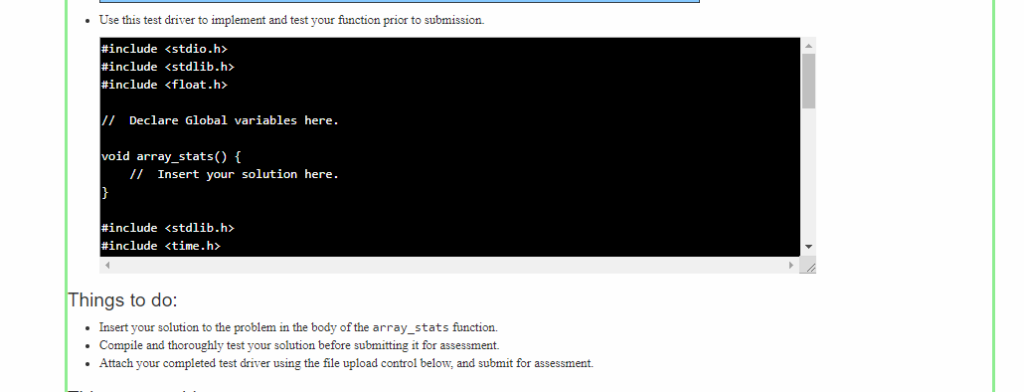 Solved Complete the implementation of the array_stats | Chegg.com