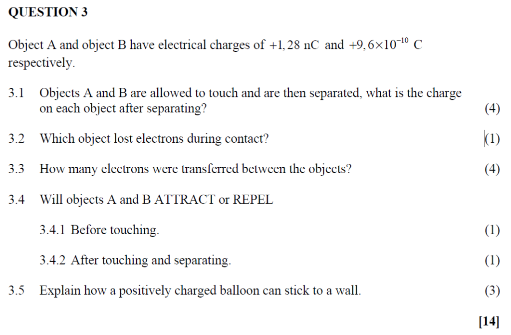 Solved Question 3 Object A And Object B Have Electrical 3871