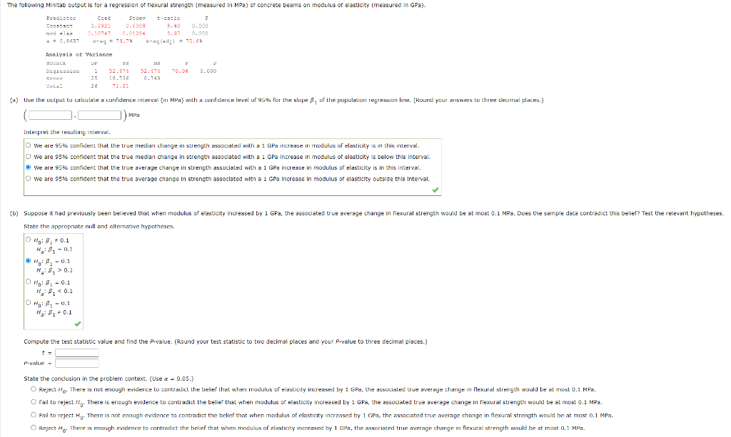 Solved The following Minitab output is for a regression of | Chegg.com