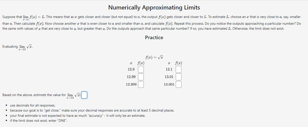 Solved Numerically Approximating Limits Suppose that | Chegg.com
