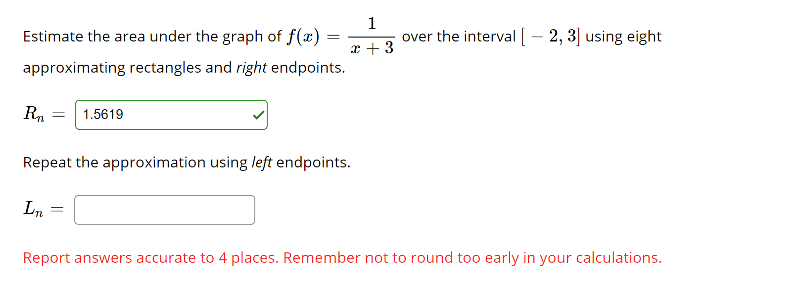 Solved Estimate the area under the graph of f(x)=x+31 over | Chegg.com