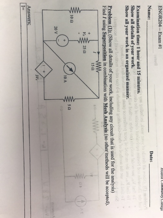 Solved Find I using Superposition in combination with Mesh | Chegg.com