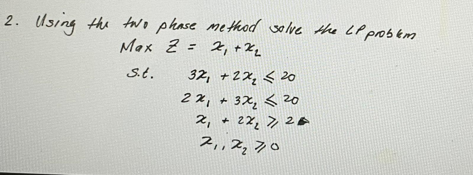 Solved Using the two phase method solve the LP probkm ﻿Max | Chegg.com