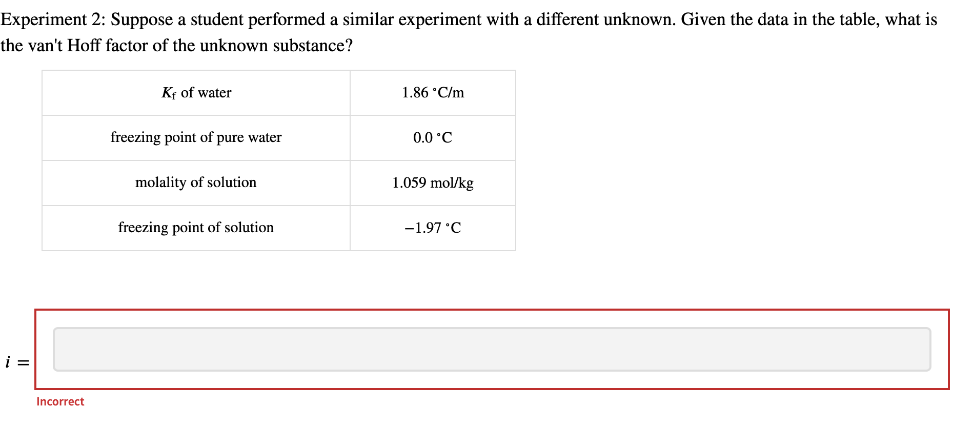 Solved Experiment 2: Suppose a student performed a similar | Chegg.com