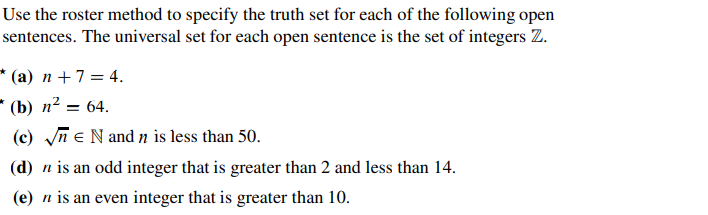 Solved Use the roster method to specify the truth set for | Chegg.com