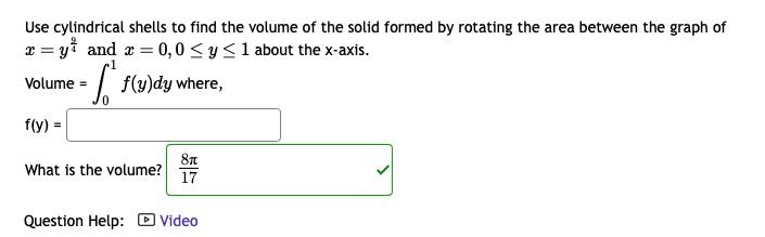 Solved Use cylindrical shells to find the volume of the | Chegg.com