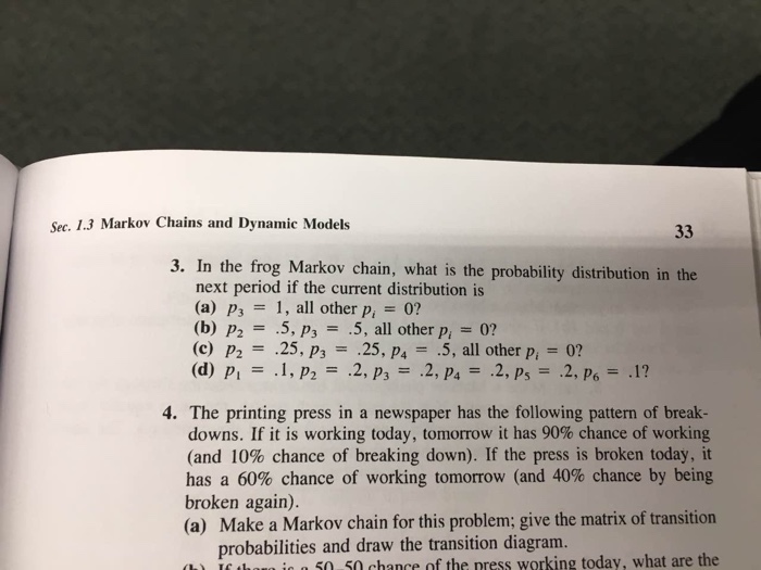 Solved Sec. 1.3 Markov Chains and Dynamic Models 3. In the | Chegg.com