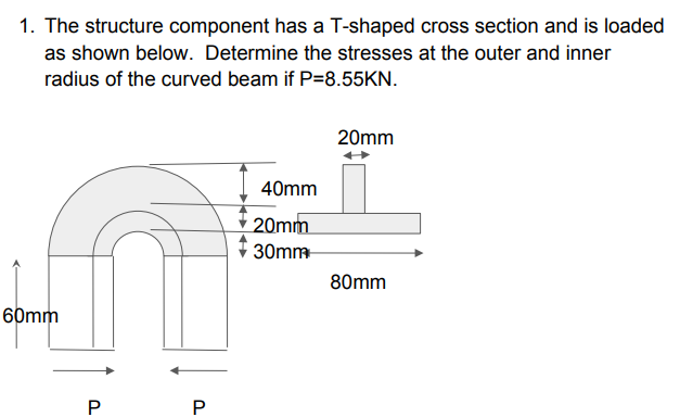 Solved 1. The structure component has a T-shaped cross | Chegg.com
