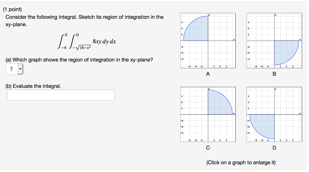Solved (1 point) Consider the following integral. Sketch its | Chegg.com