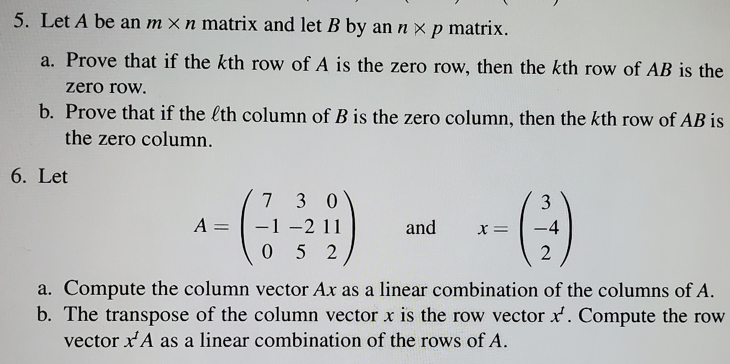 Solved 5. Let A be an m×n matrix and let B by an n×p matrix. | Chegg.com