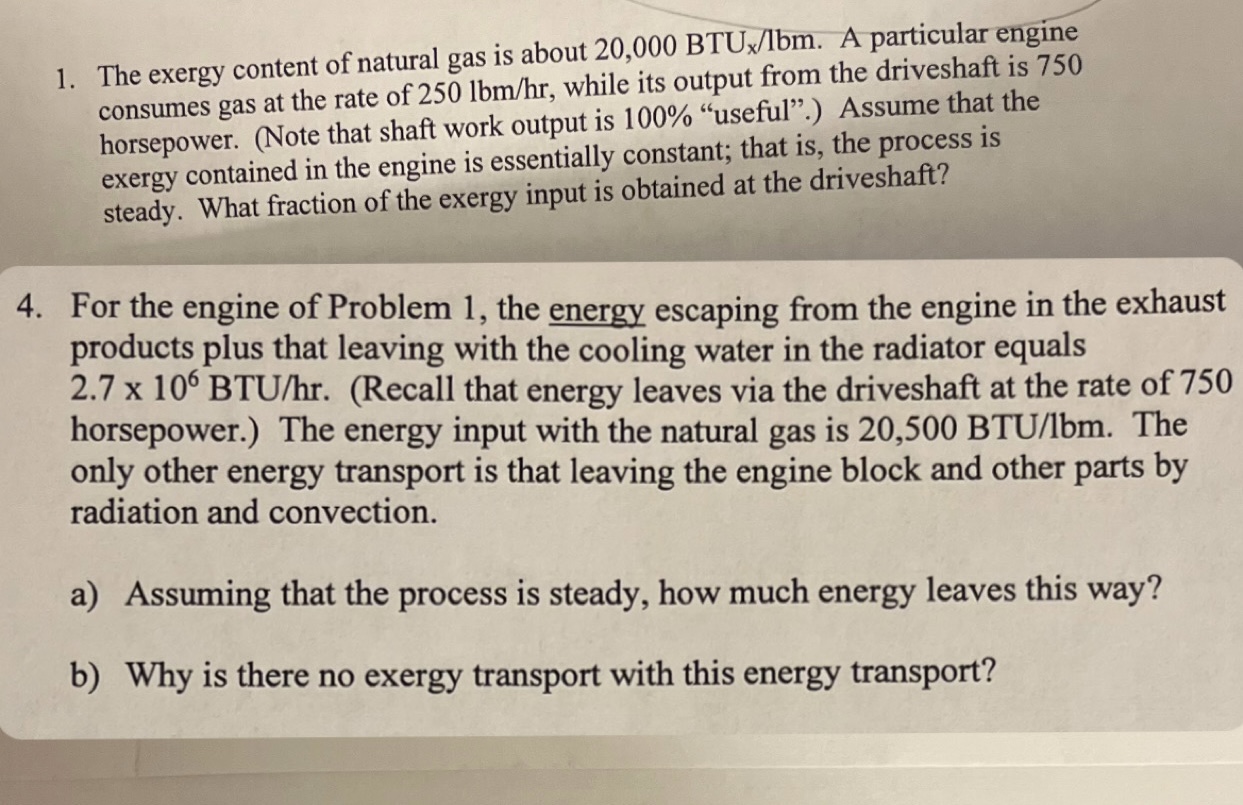 Solved The exergy content of natural gas is about | Chegg.com