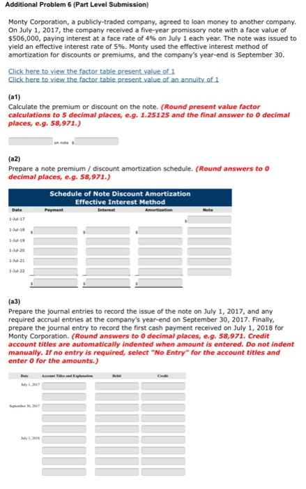 Solved Additional Problem 6 (Part Level Submission) Monty | Chegg.com