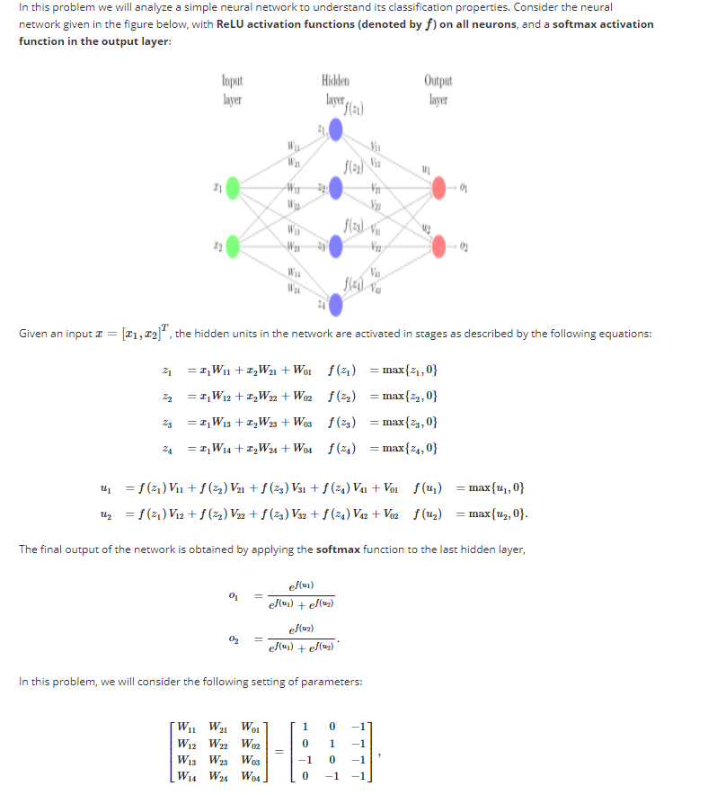Solved In this problem we will analyze a simple neural | Chegg.com