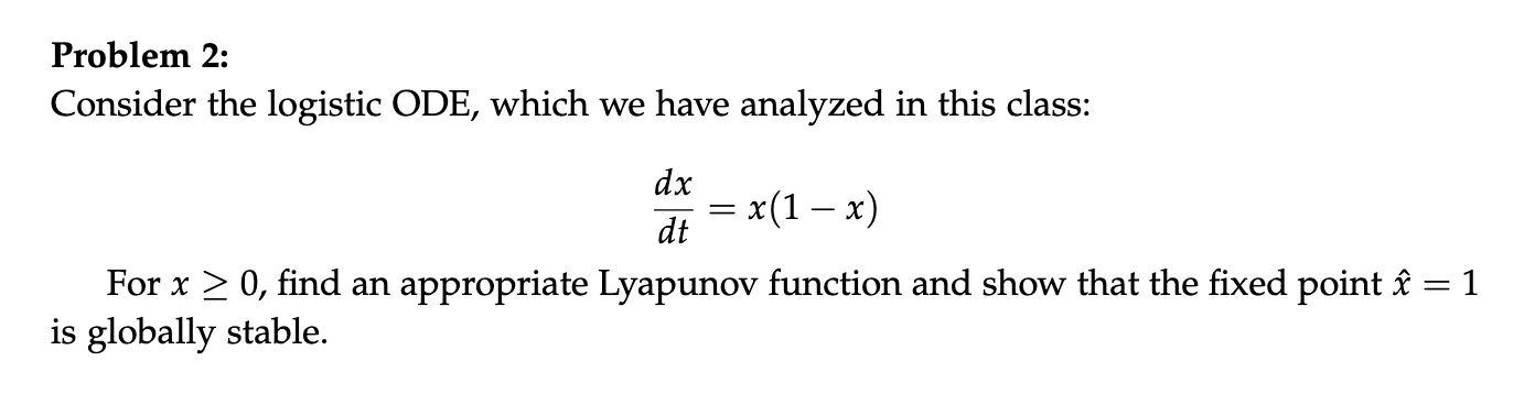Solved Problem 2 Consider The Logistic Ode Which We Have 