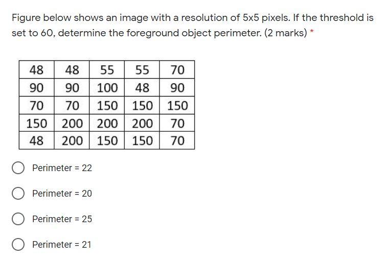 Solved Figure below shows an image with a resolution of 5x5 | Chegg.com