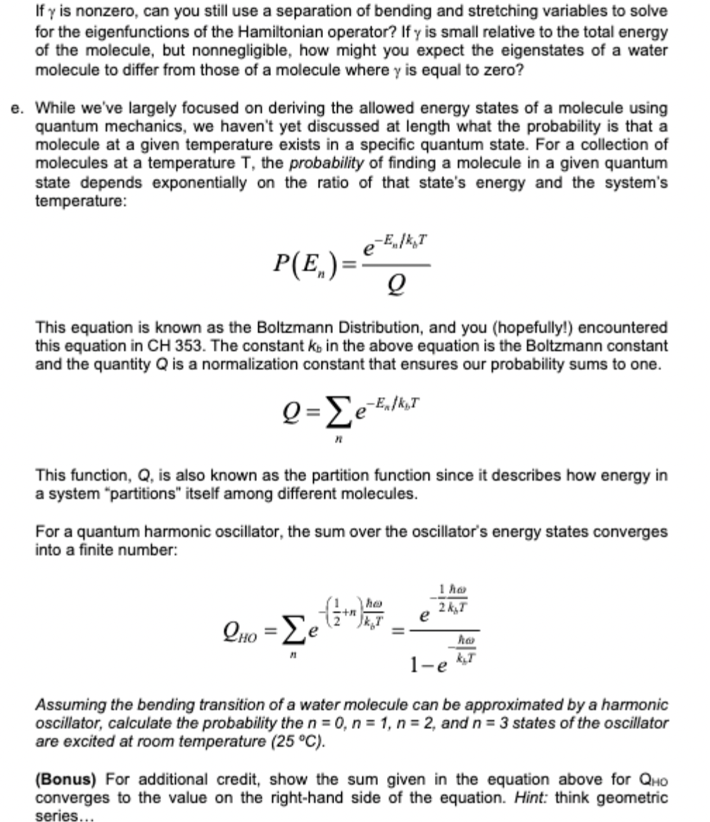 Question 2. ( H2O Vibrational Modes) A water molecule | Chegg.com