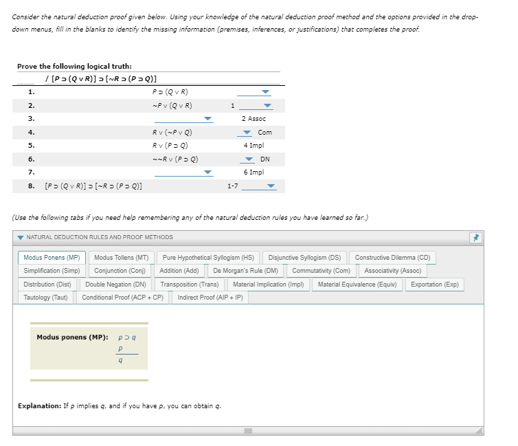 Consider the natural deduction proof given below. | Chegg.com