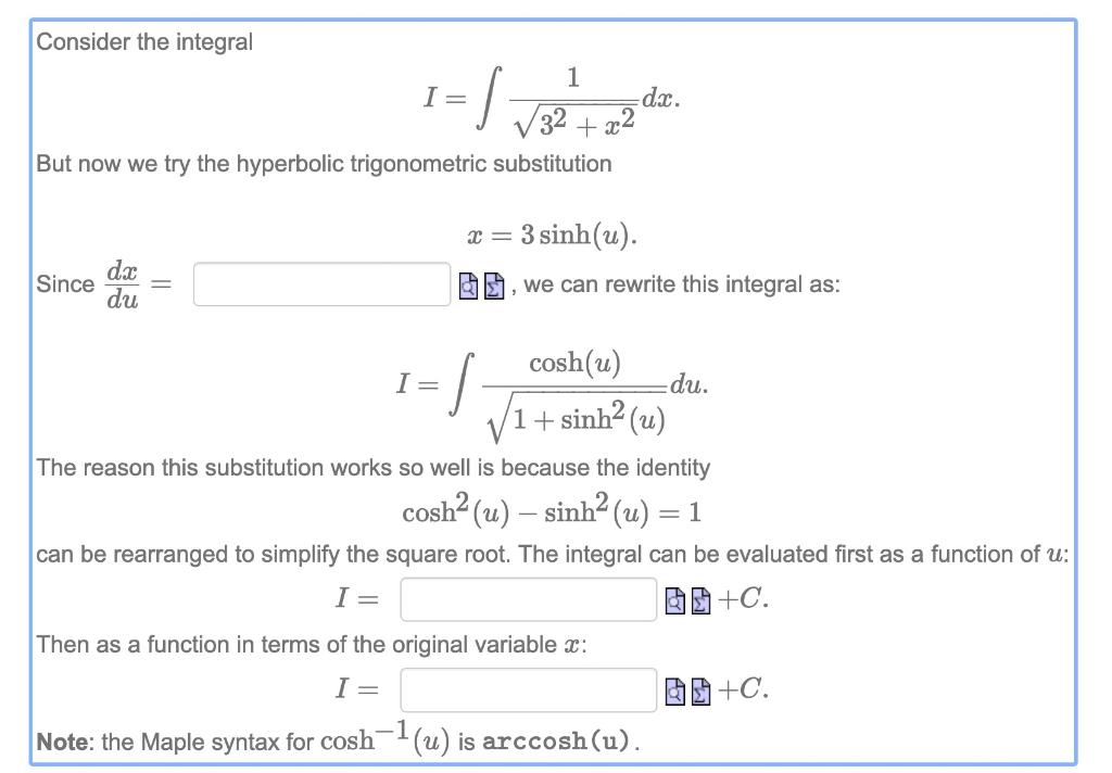 Solved Consider the integral I = But now we try the | Chegg.com