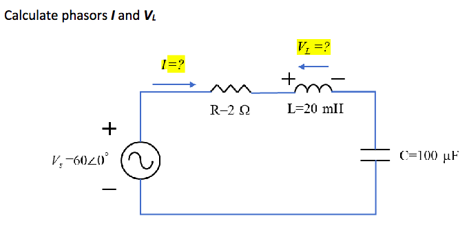 Solved Calculate phasors I and VL | Chegg.com