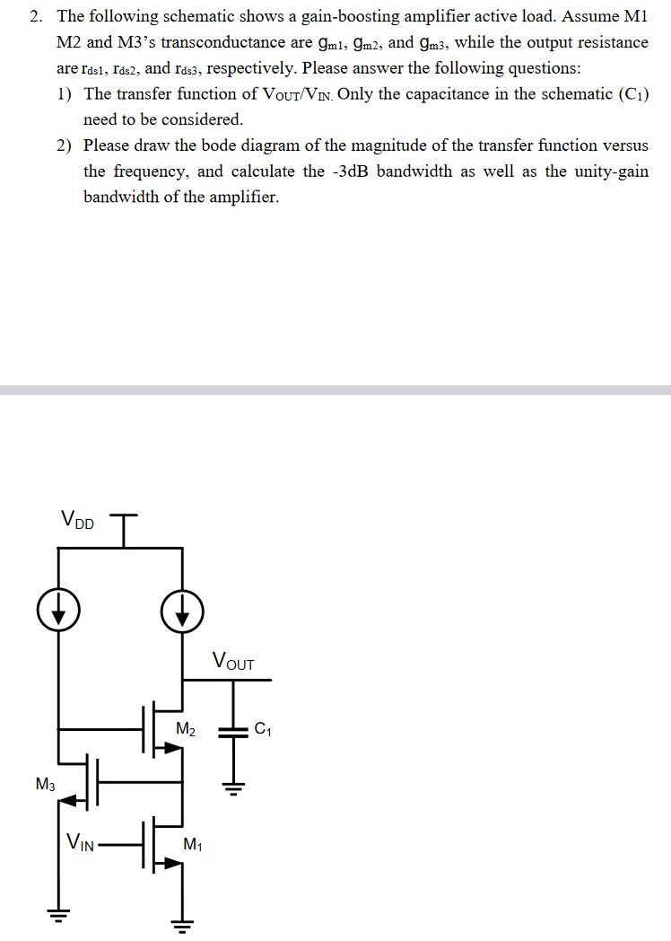 The following schematic shows a gain-boosting | Chegg.com