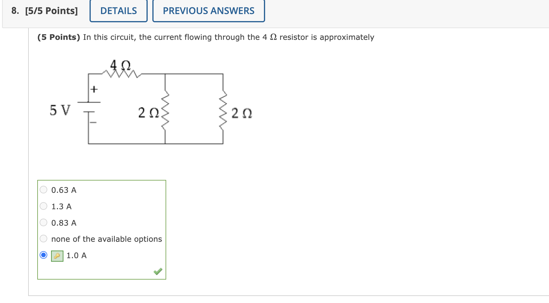 Solved (5 Points) In this circuit, the current flowing | Chegg.com