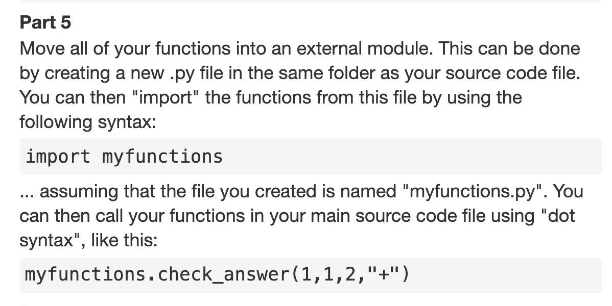 Solved Part 5 Move all of your functions into an external | Chegg.com