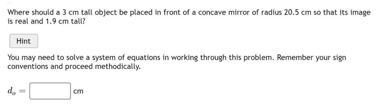 Solved Where should a 3 cm tall object be placed in front of | Chegg.com
