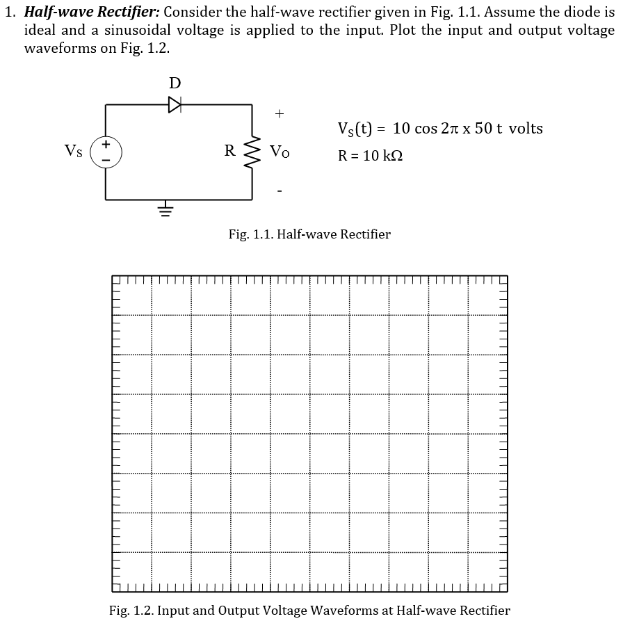 Solved 1. Half-wave Rectifier: Consider the half-wave | Chegg.com