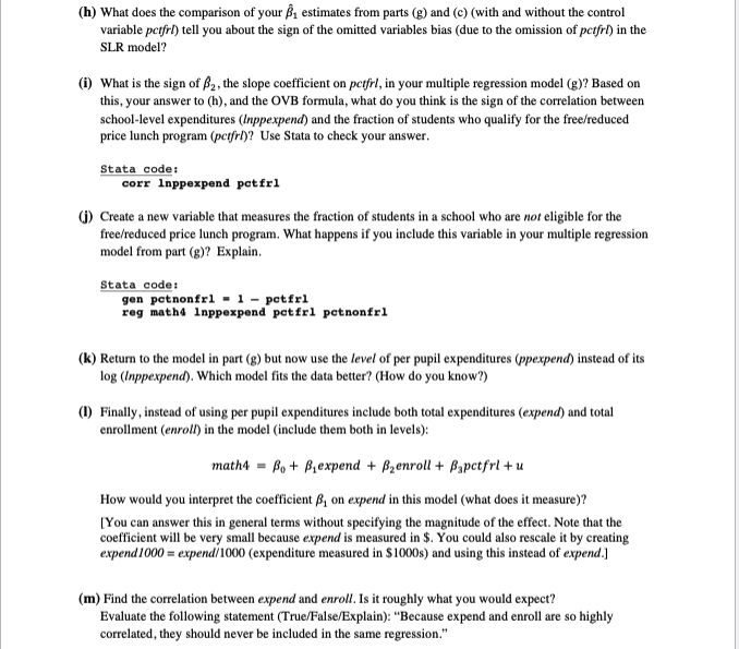 \#2. (Data exercise). The Stata data file | Chegg.com