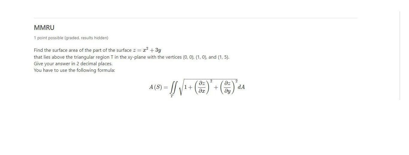 Solved MMRU 1 point possible (graded, results hidden) Find | Chegg.com