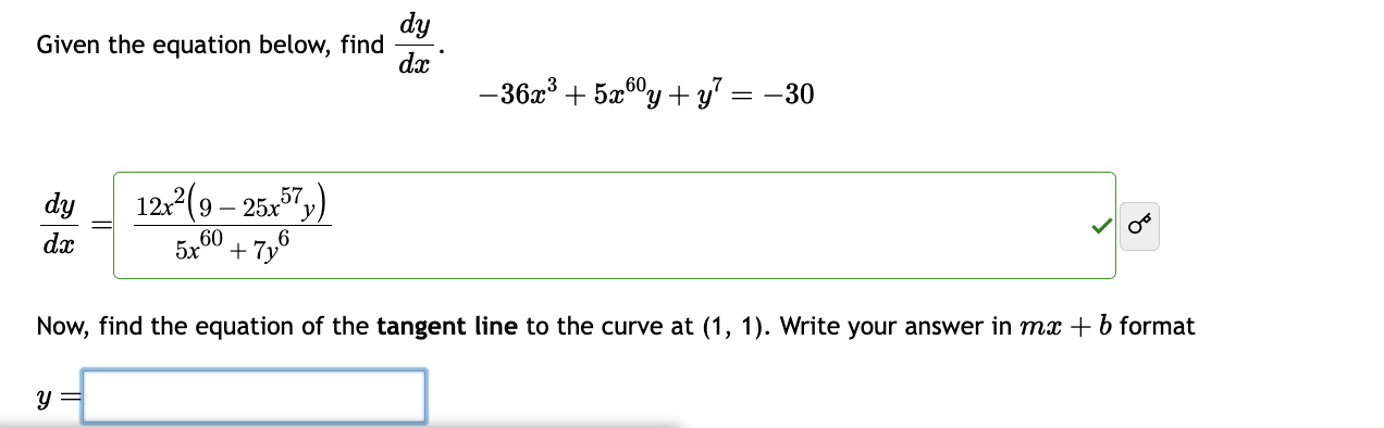 Solved Given the equation below, find dxdy. | Chegg.com