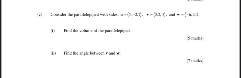 Solved (c) Consider the parallelepiped with sides: | Chegg.com