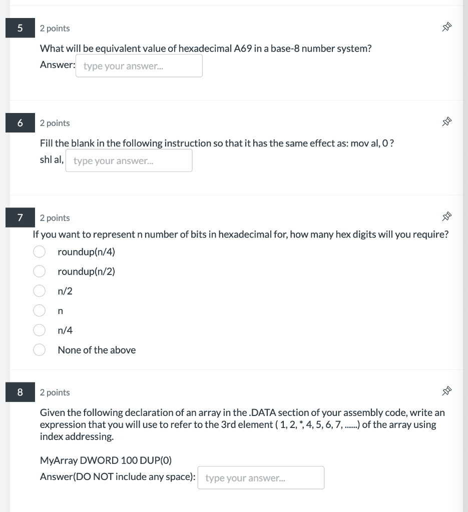 Solved 2 points What will be equivalent value of hexadecimal | Chegg.com