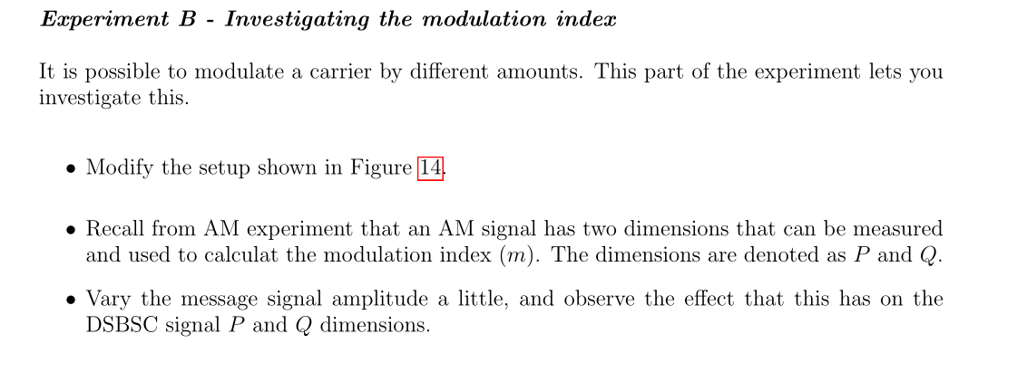 Experiment B - Investigating the modulation index It | Chegg.com