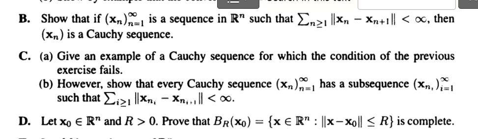 Solved B. Show that if (xn) n=1 is a sequence in R" such | Chegg.com