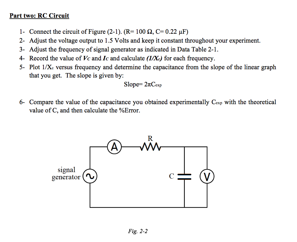 Part two: RC Circuit 1- Connect the circuit of Figure | Chegg.com