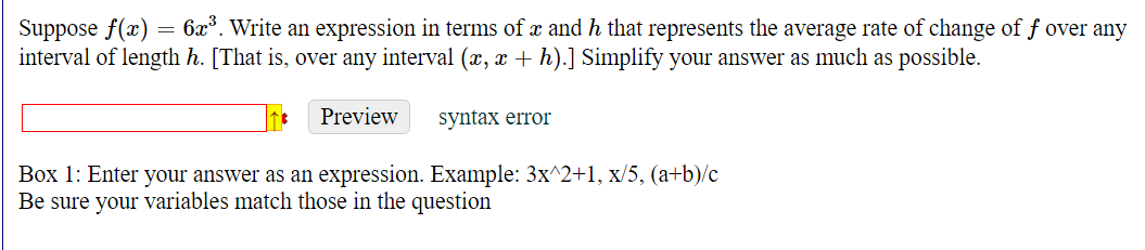 Solved Suppose f(x)=6x3. Write an expression in terms of x | Chegg.com