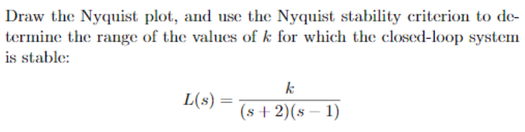 Solved Draw the Nyquist plot, and use the Nyquist stability | Chegg.com