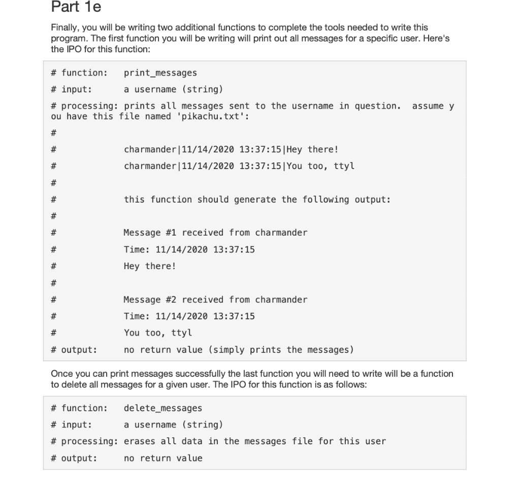 Solved Python Please!! I already have the first 4 functions. | Chegg.com