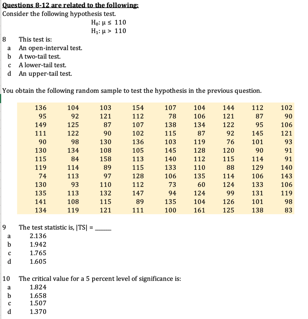 Solved Questions 8-12 are related to the following: Consider | Chegg.com