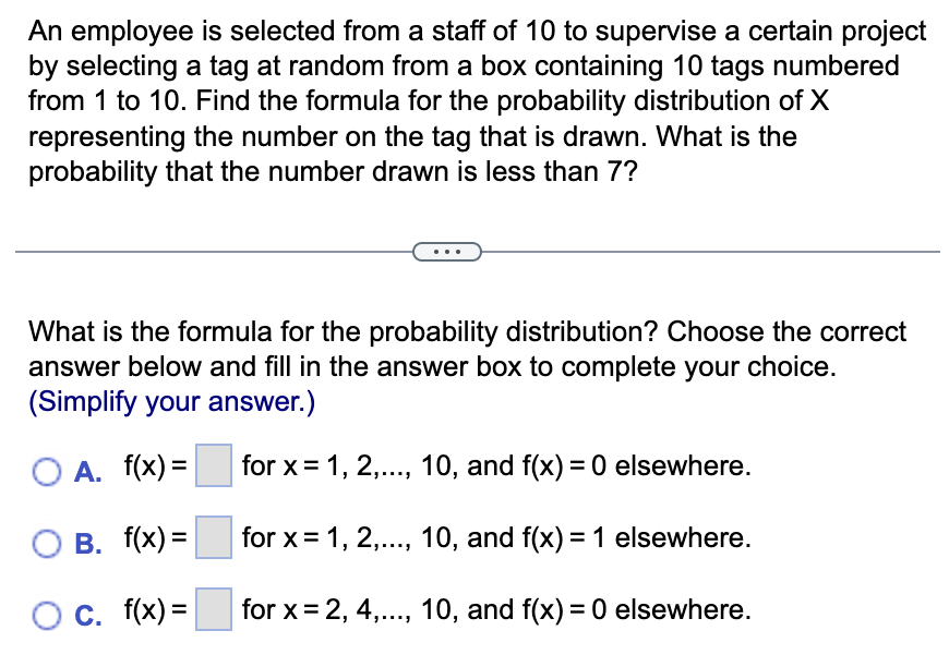 Solved An employee is selected from a staff of 10 to | Chegg.com