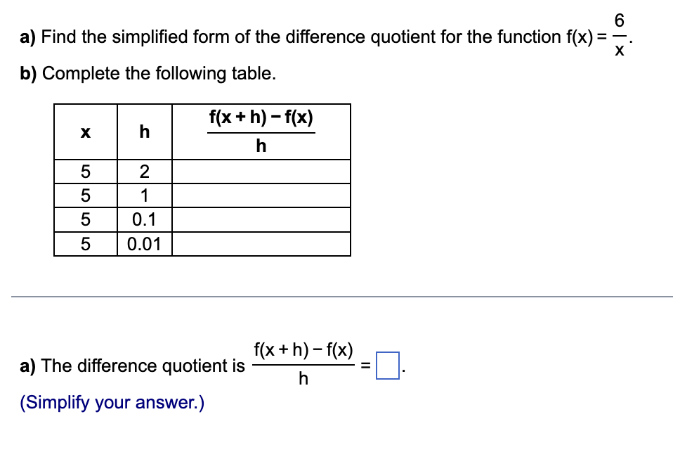 Solved a) ﻿Find the simplified form of the difference | Chegg.com